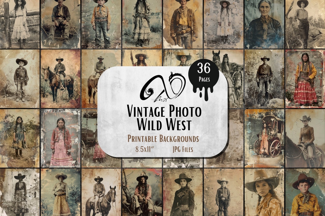 Vintage Photo Wild West, Digital Junk Journal Ephemera, Printable ...
