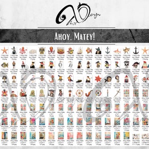 Ahoy, Matey! Whimsical Clipart, Ephemera, Mixed Media Art, Printable ...