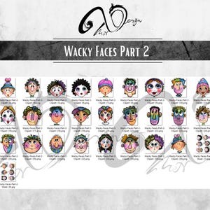 Wacky Faces 2: Mixed Media People Illustration, Fussy Cut, Quirky Faces ...
