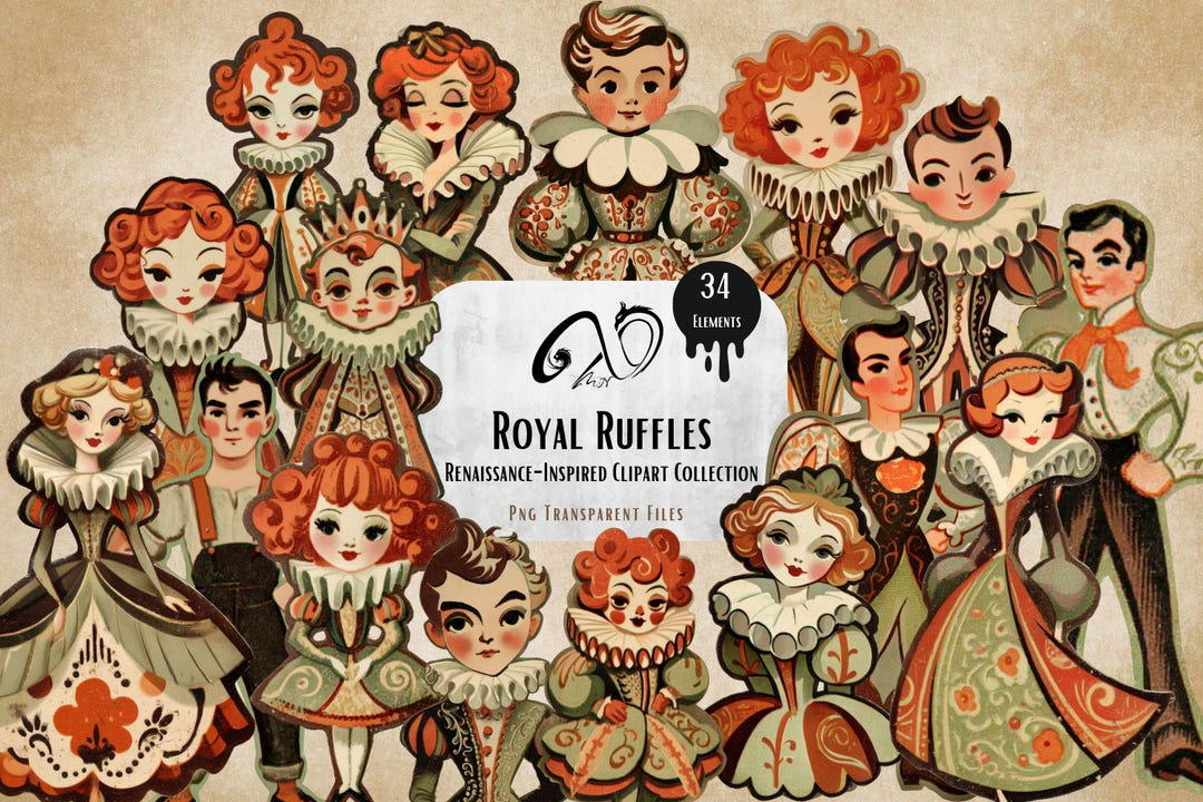 Renaissance Clipart - Royal Ruffles Paper Dolls (digital Download) - Etsy