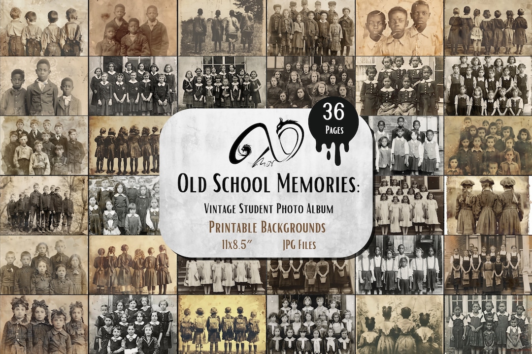 Vintage Student Photo Album: School Ephemera, Collage Sheets (digital ...