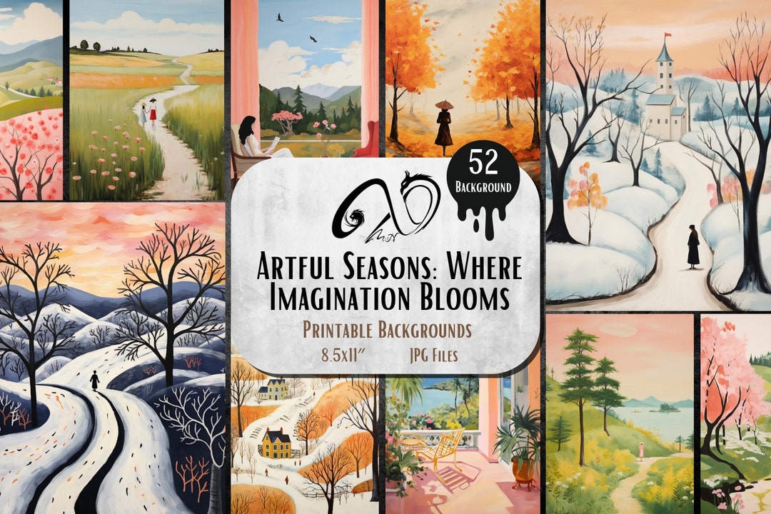 Artful Seasons- All Seasons Landscape Papers, Digital Download, Junk ...
