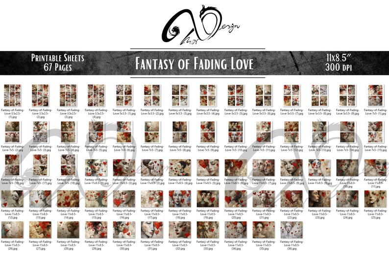 Fantasy of Fading Love, Digital Download, Junk Journal, Printable Collection, Whimsical, Girl ...