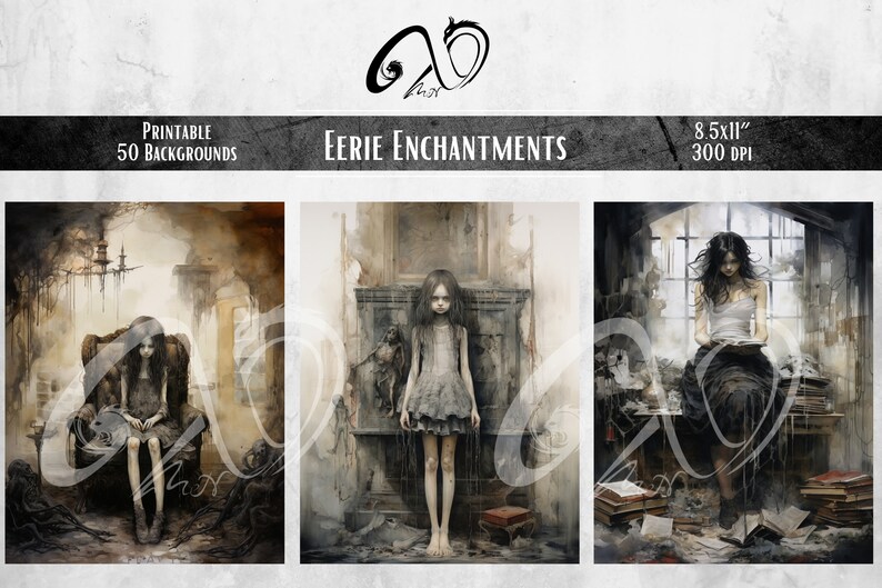 Creepy Printable Backgrounds, Gothic Horror, Halloween Papers (digital ...