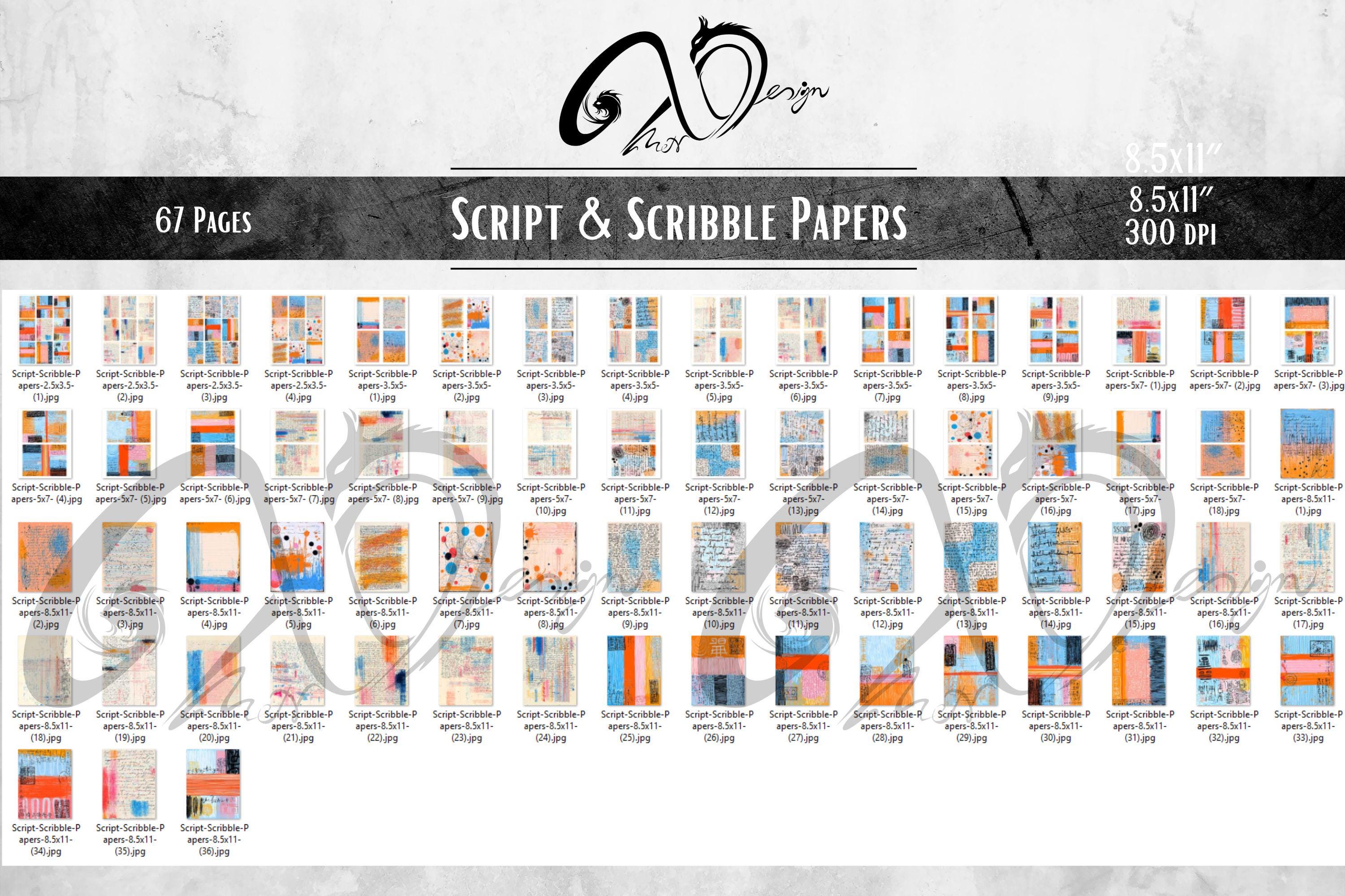 Asemic Writing Collage Papers: Printable Art Backgrounds (JPG) - Etsy