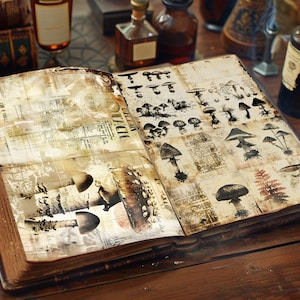 Toadstool Tales: Vintage Fungi Pages, Mixed Media Whimsical Mushrooms ...