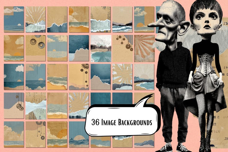 Echoes of the Uncanny – Surreal Portrait Clipart & Grunge Background ...
