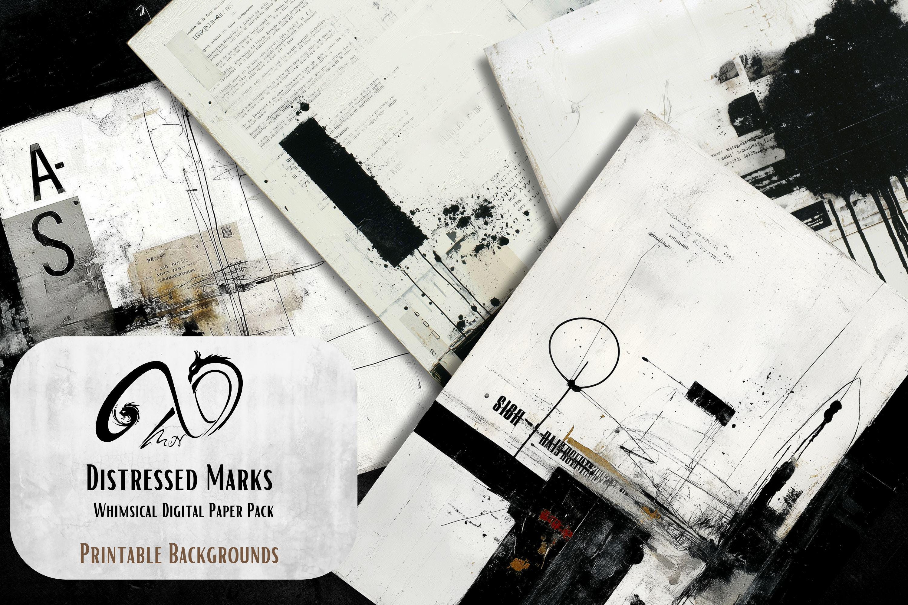 Distressed Marks — Modern Abstract Black & White Papers, Abstract ...
