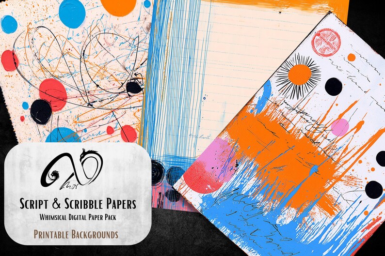 Asemic Writing Collage Papers: Printable Art Backgrounds (JPG) - Etsy