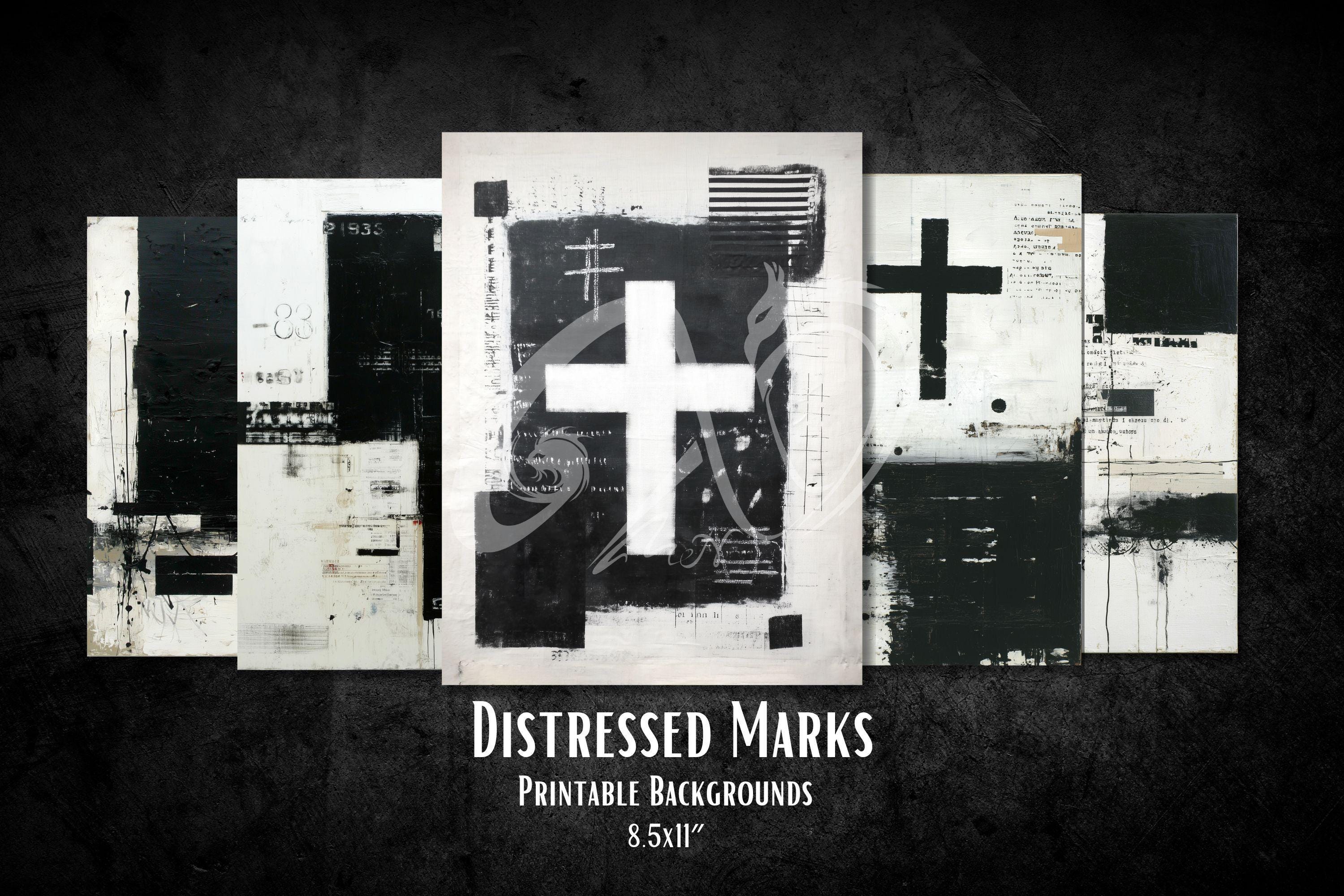 Distressed Marks — Modern Abstract Black & White Papers, Abstract ...
