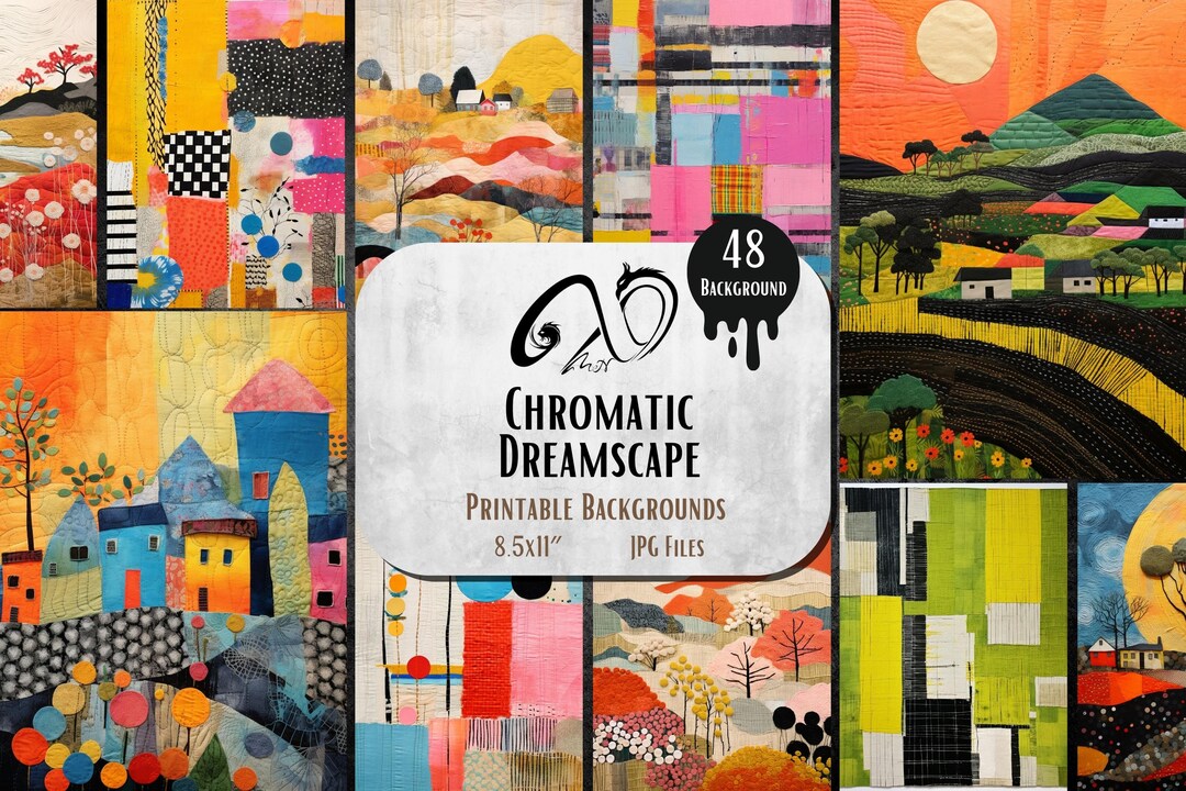 Chromatic Dreamscape- Dreamy Landscape Paper, Digital Download, Junk ...