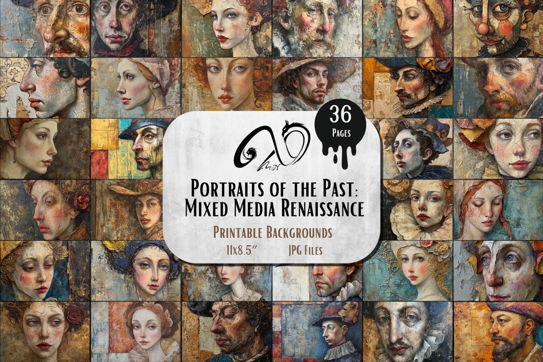 Whimsical Renaissance Portrait Digital Junk Journal Ephemera Printable ...
