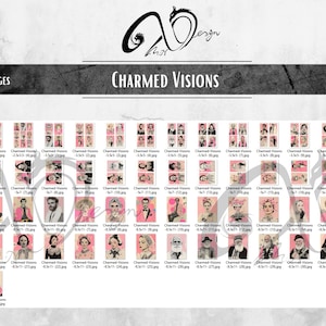 Charmed Visions: Pink Romantic and Bold Portrait, Digital Junk Journal Ephemera, Printable ...