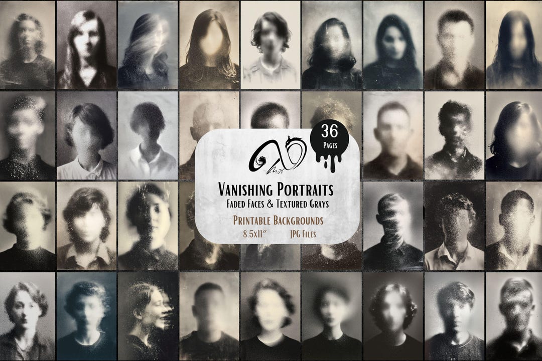 Faded Faces Portrait Papers: Grayscale Junk Journal Ephemera (digital ...