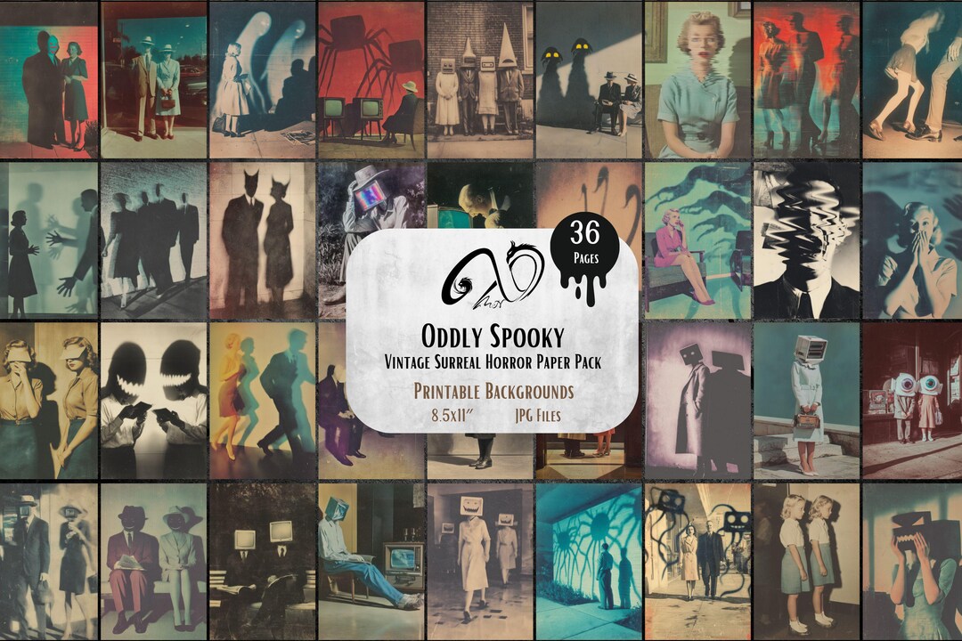 Vintage Surreal Horror Paper Pack: Eerie Retro Scenes (digital Download ...