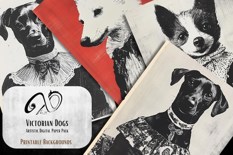 Victorian Dogs Printable Paper Pack, Whimsical Junk Journal (digital ...