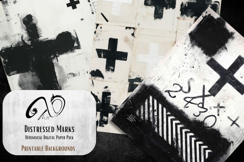 Distressed Marks — Modern Abstract Black & White Papers, Abstract ...