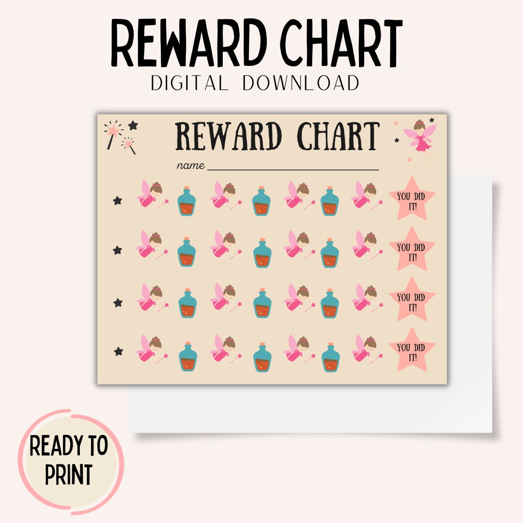 Reward Chart, Toddler Reward Chart, Reward Chart Printable, Fairy ...