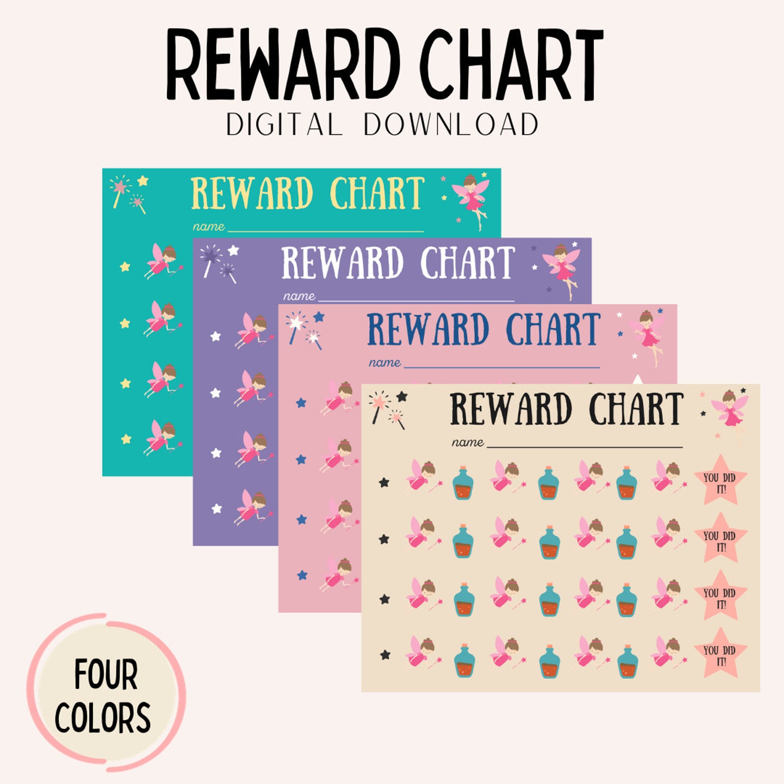 Reward Chart, Toddler Reward Chart, Reward Chart Printable, Fairy ...