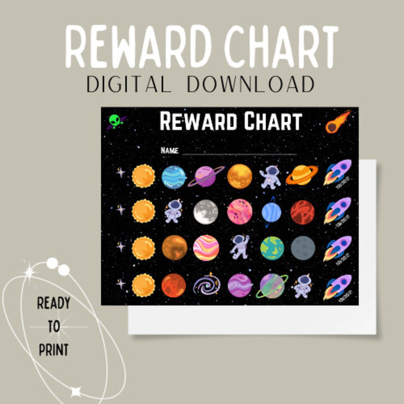 Reward Chart, Space Reward Chart, Toddler Reward Chart, Reward Chart ...