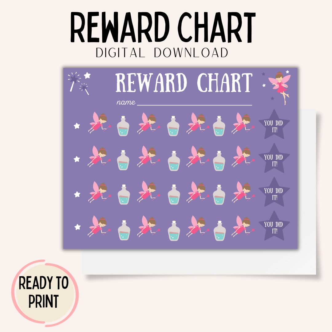 Reward Chart, Toddler Reward Chart, Reward Chart Printable, Fairy ...