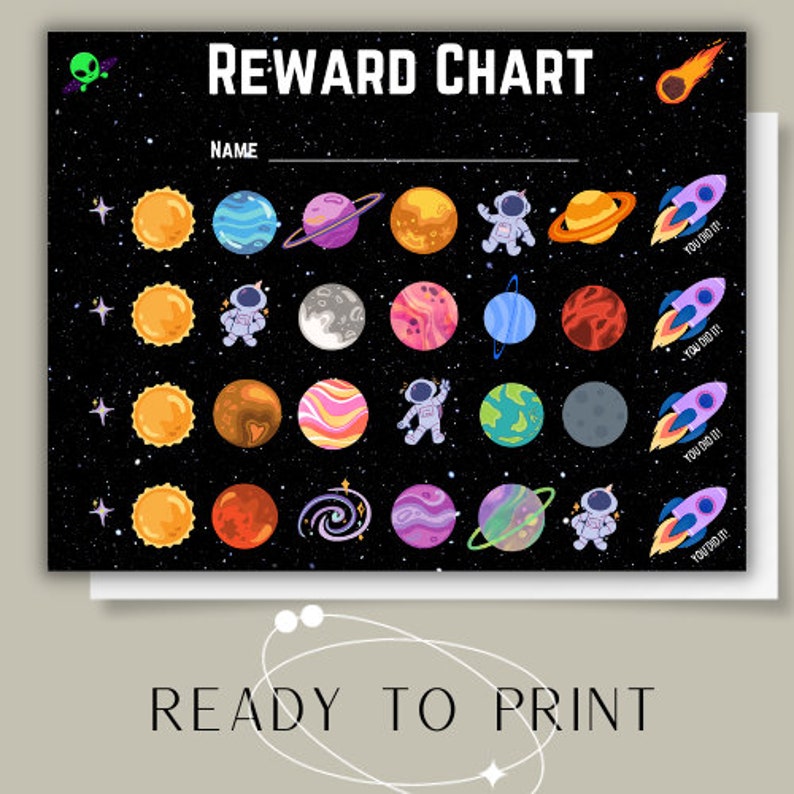 Reward Chart, Space Reward Chart, Toddler Reward Chart, Reward Chart ...