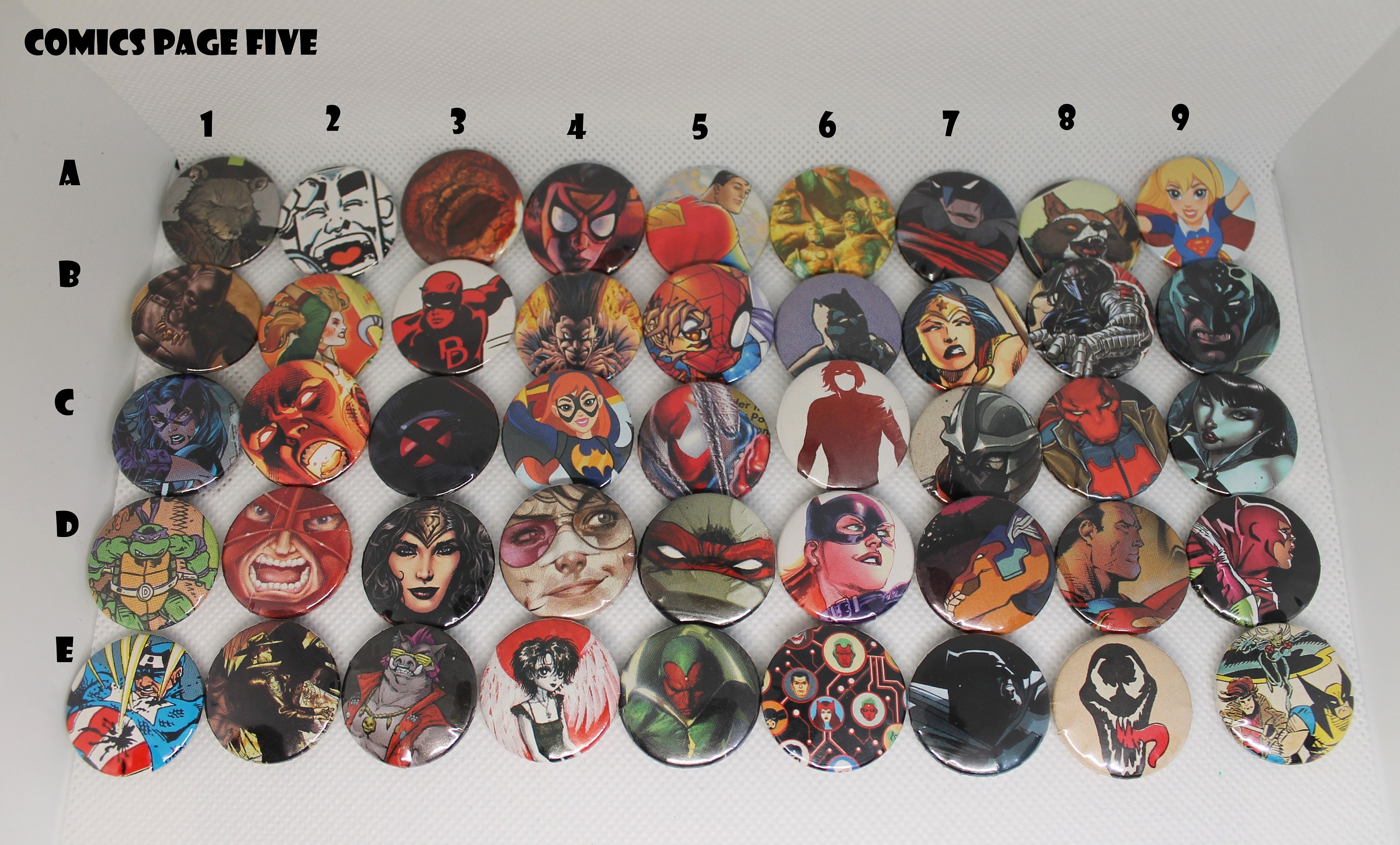 Comic Book, DC and Marvel 6 Pin Pack Random or Choose 1 Inch Pinback ...
