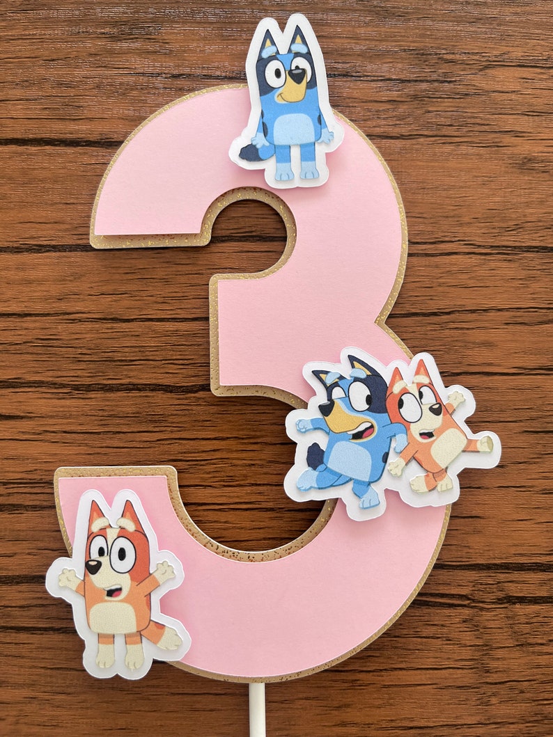 Bluey Cake Topper Cake Topper 3d Bluey Happy Birthday Girl - Etsy