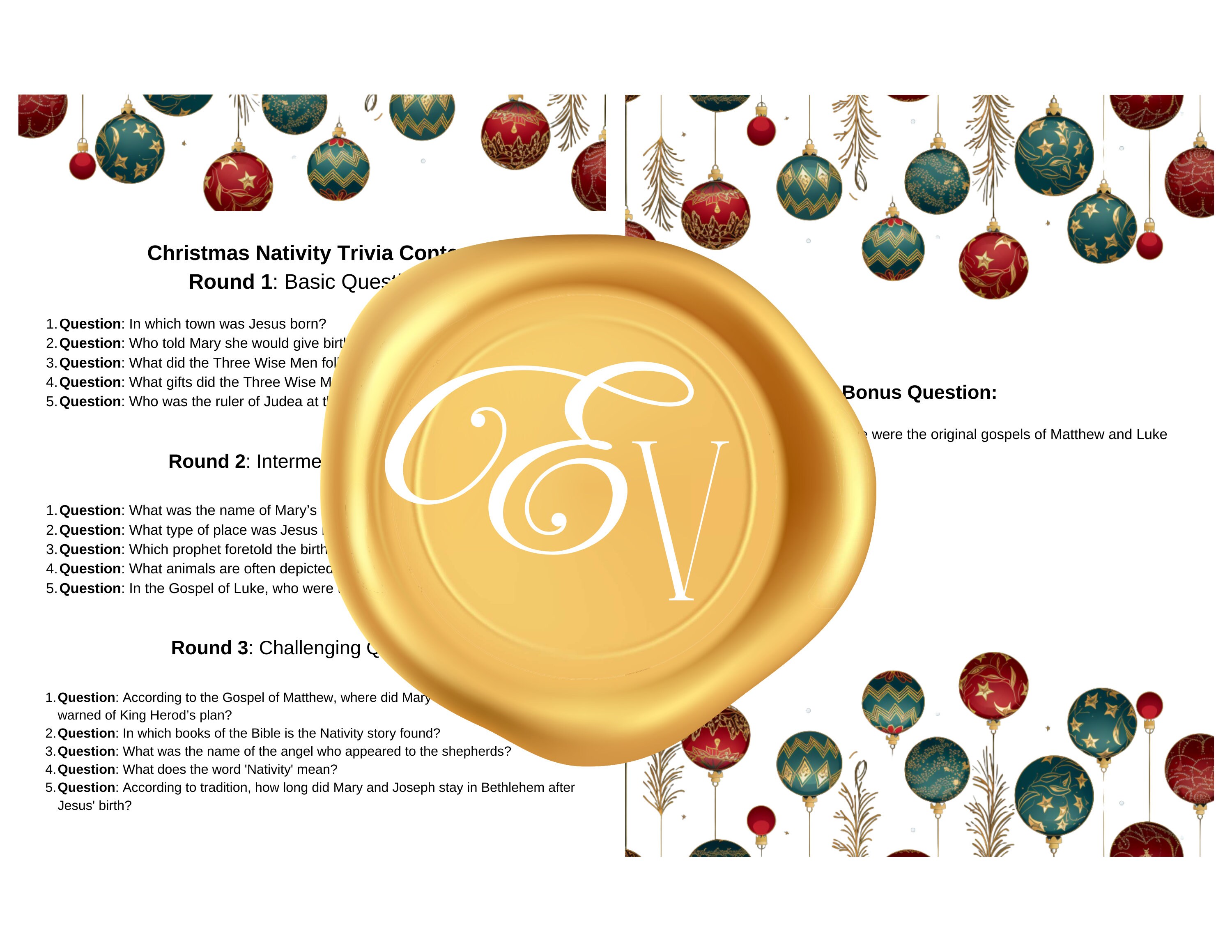 Star of Wonder Christmas Nativity Trivia Contest - Etsy