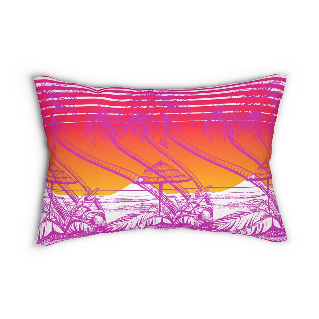 Lumbar Pillow, Island Vibes Palm Tree Design, Bright and Sunny Home ...