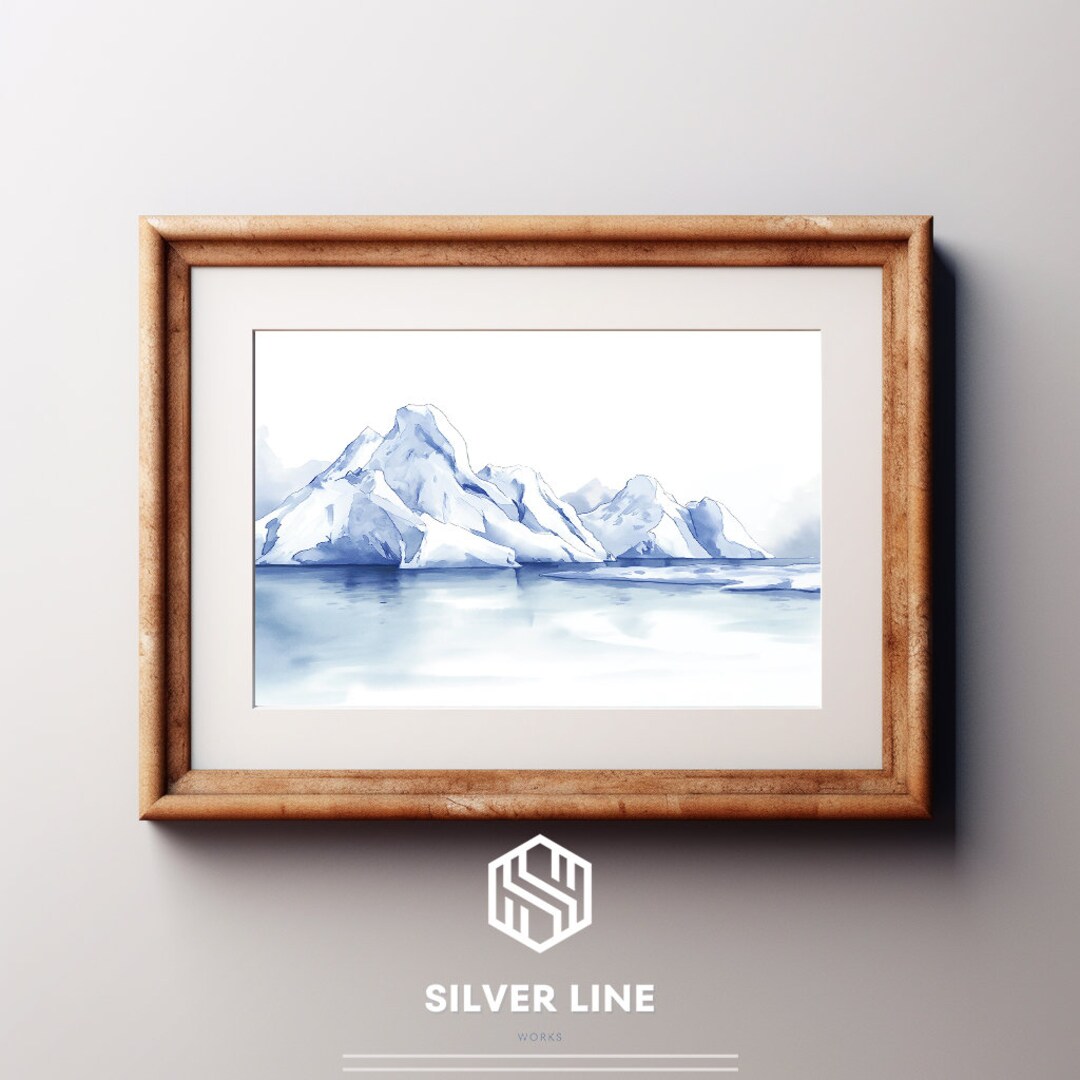 Winter Arctic Digital Print, Snowscape Watercolor Art, Glacier Park ...