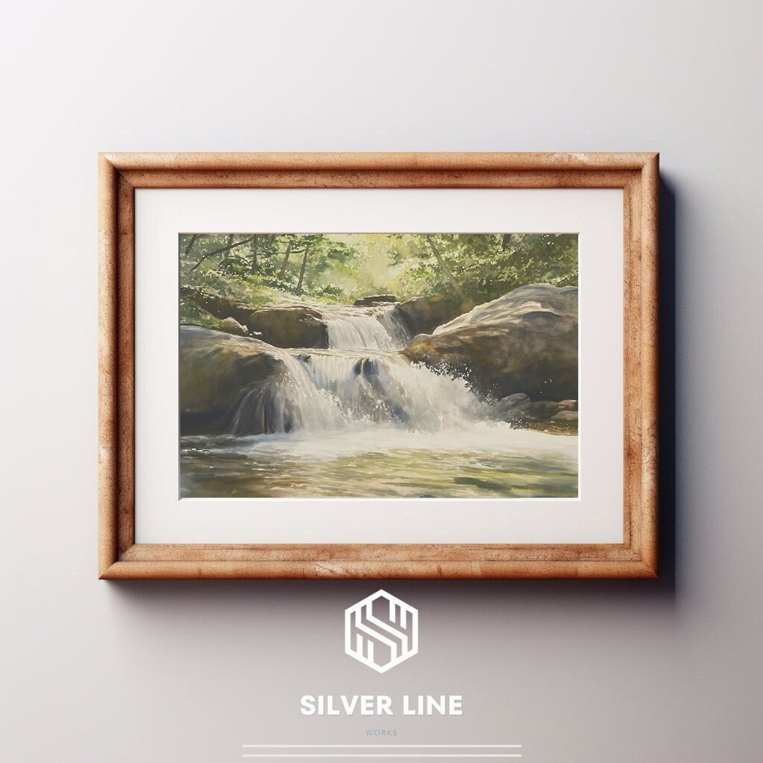 Waterfall Wall Art, Digital Download, Waterfall Landscape Art ...
