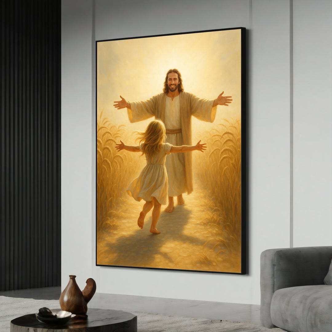 Jesus Embracing Child Canvas Painting – Ready to Hang Spiritual Gift ...