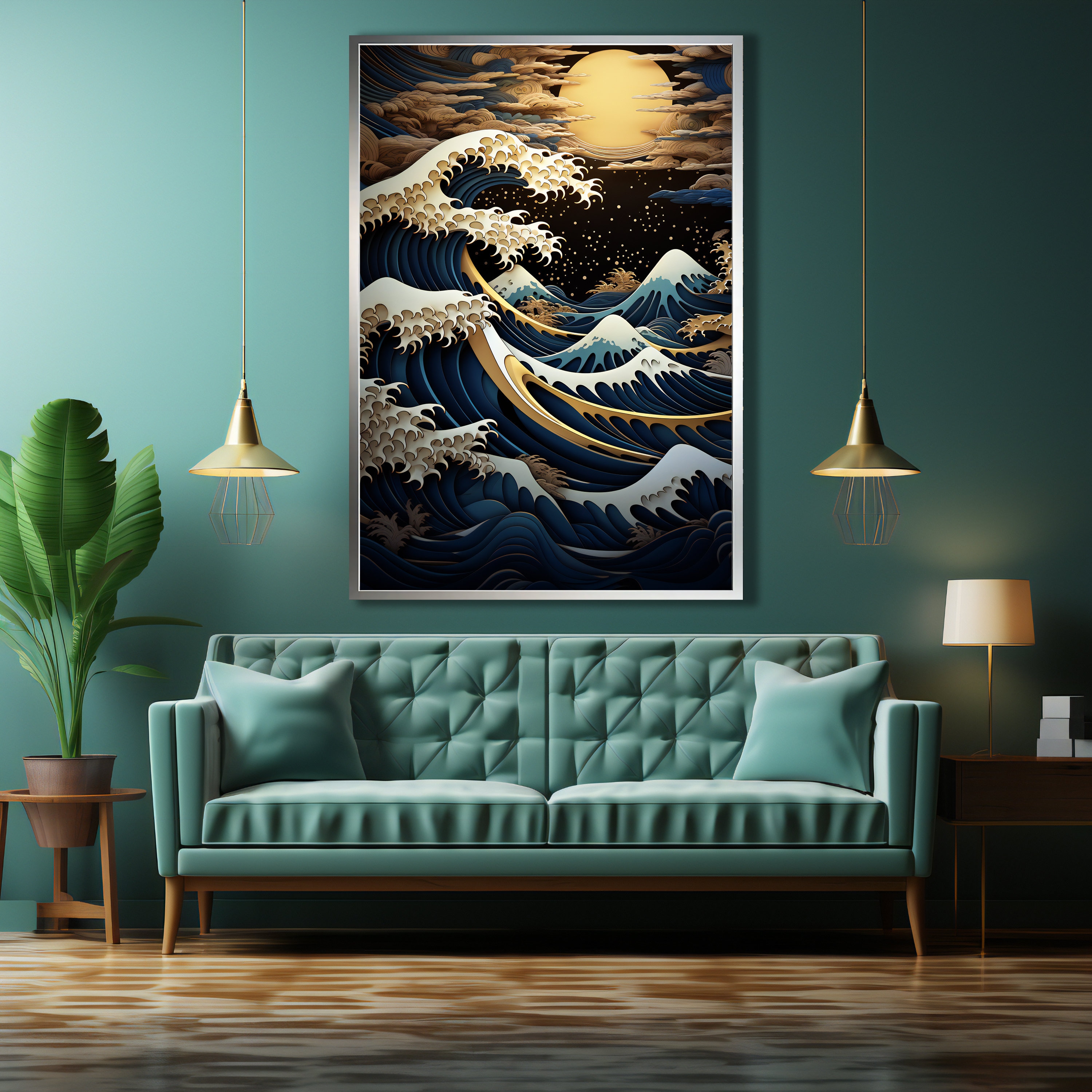 Large Hokusai Artwork, Japanese Ocean Print, Framed Canvas Wall Art ...