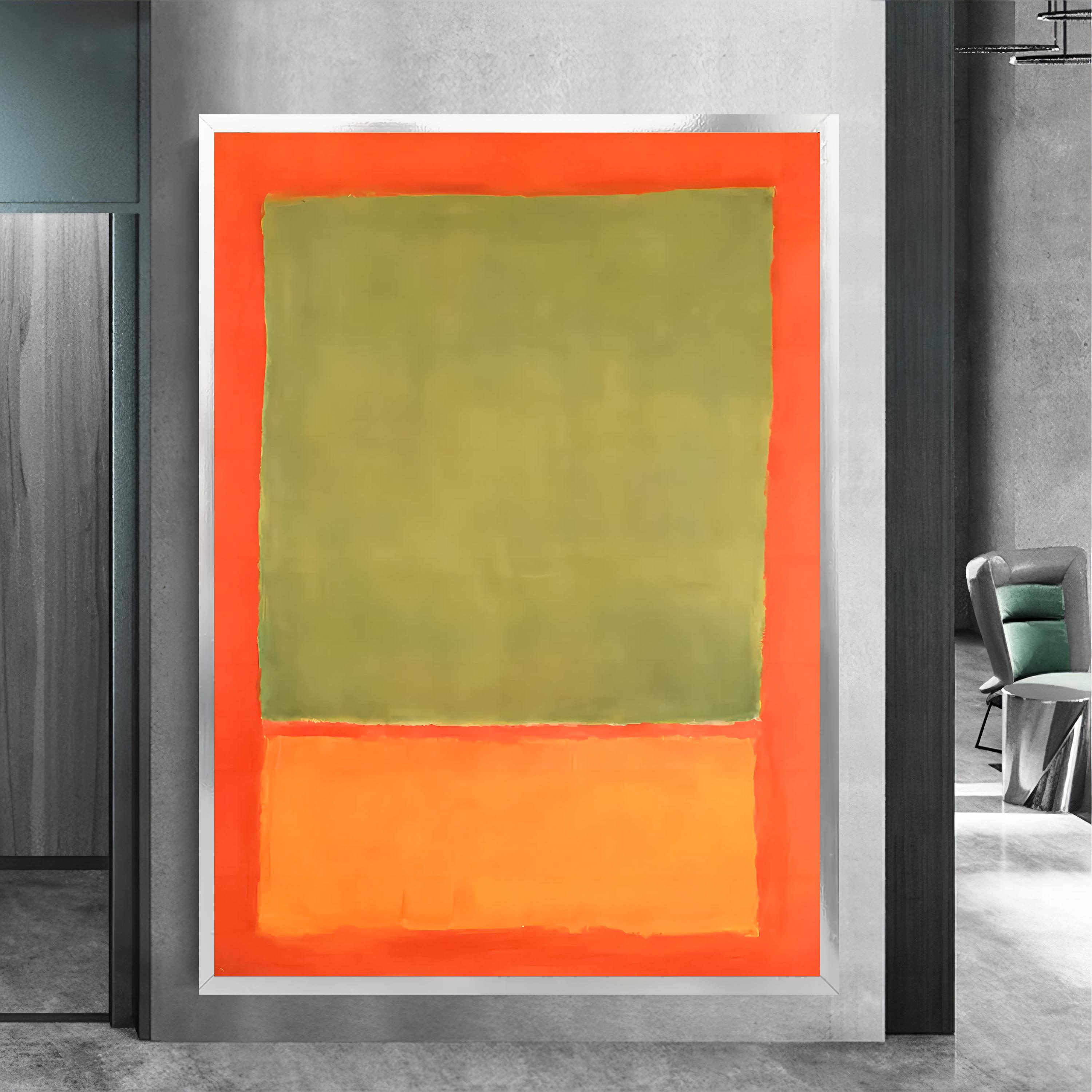Mark Rothko Canvas Painting - Earthy Green and Warm Orange Abstract ...