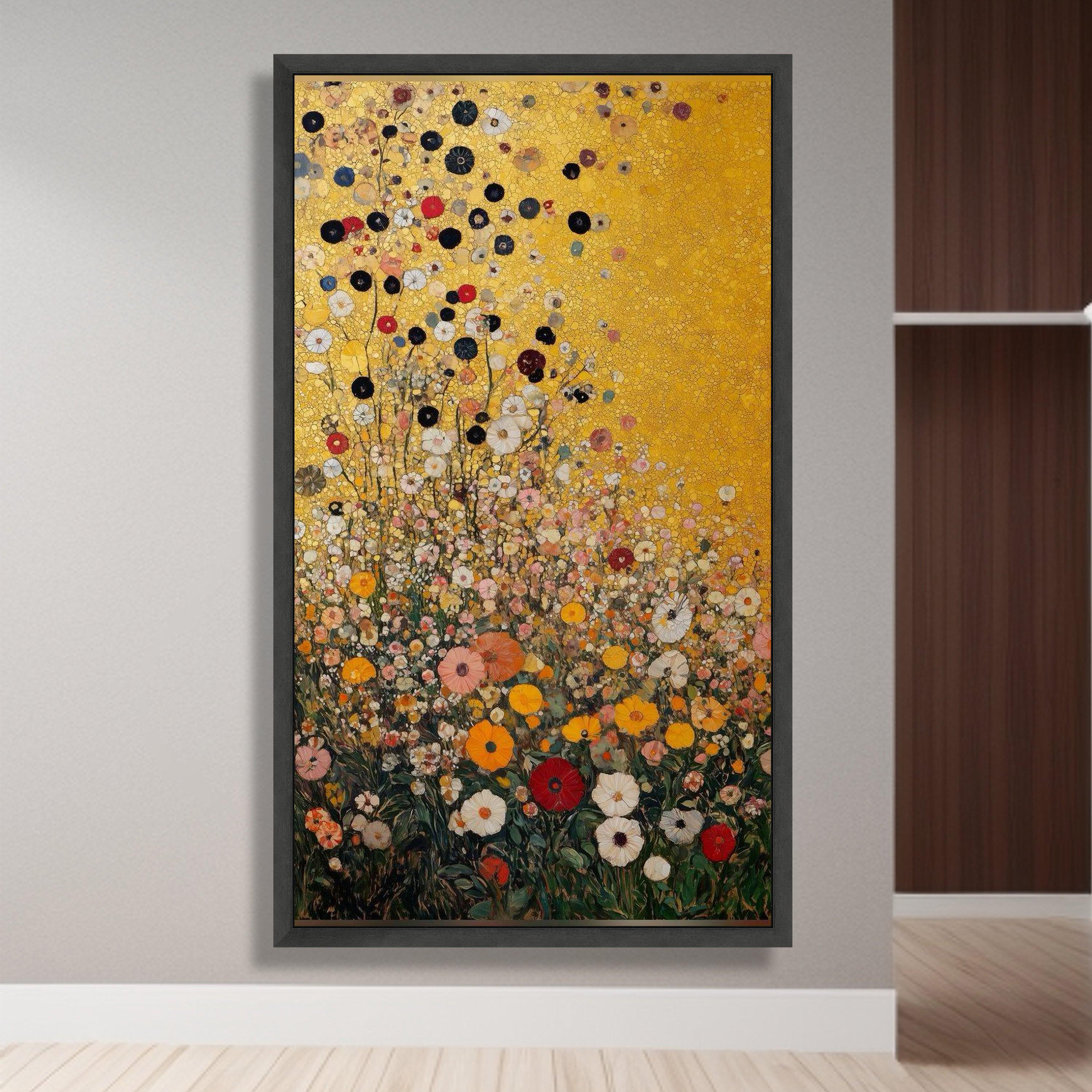 Gustav Klimt Flower Garden Canvas, Abstract Floral Wall Art, Elegant ...