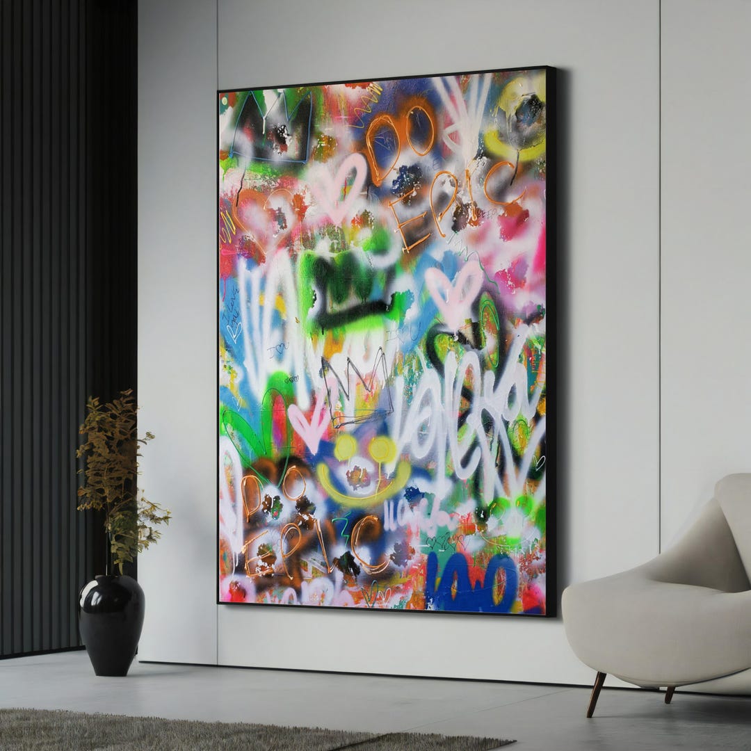 Bold Urban Graffiti Canvas Painting – Vibrant Street Art With 'do Epic ...