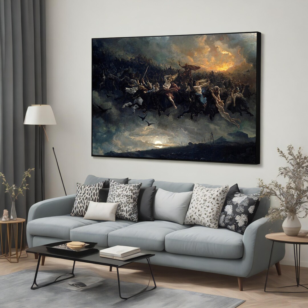 The Wild Hunt of Odin Canvas Decor, Norse Mythology Art Print, Wall ...