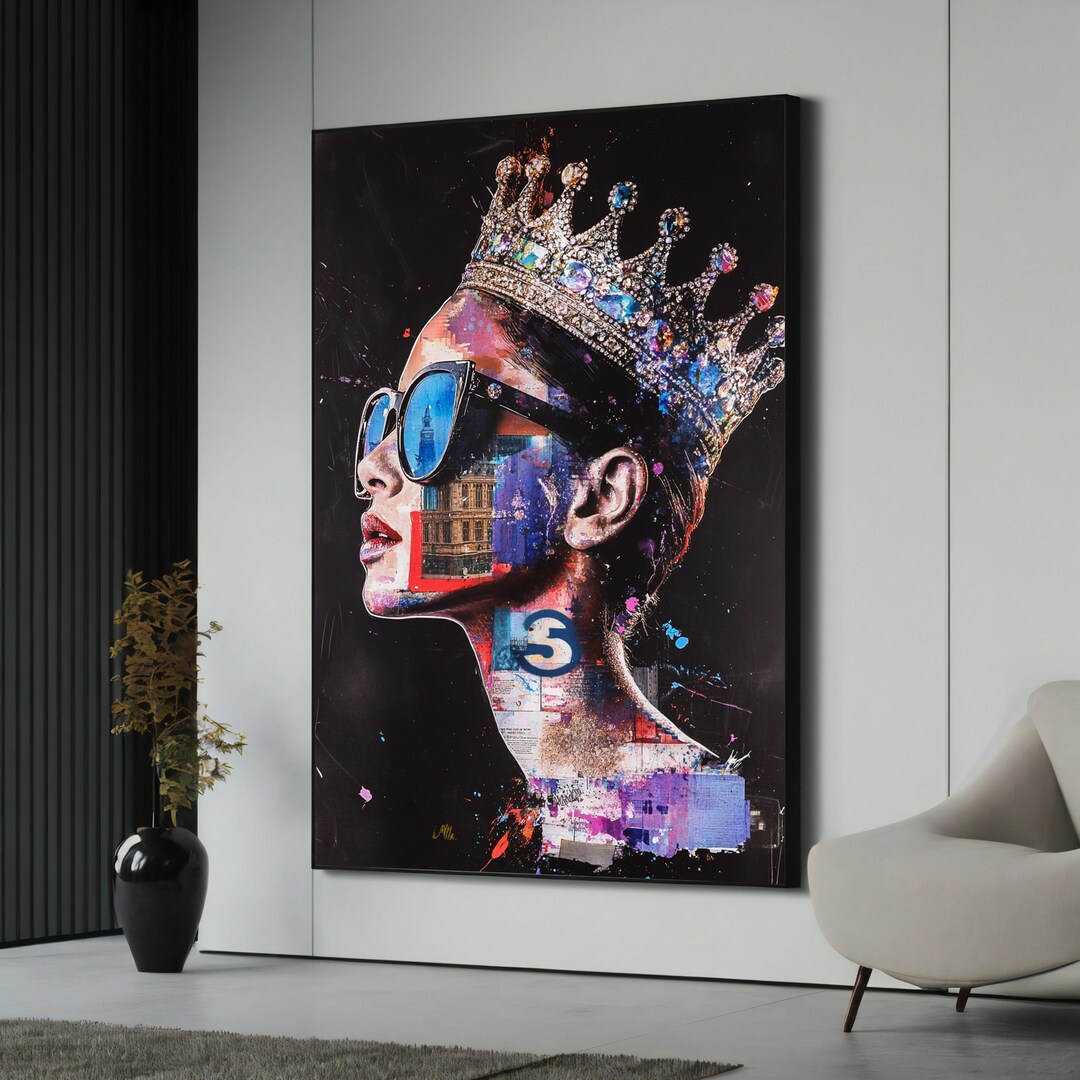 Royal Glam Collage Art - Vibrant Mixed Media Canvas Painting With ...