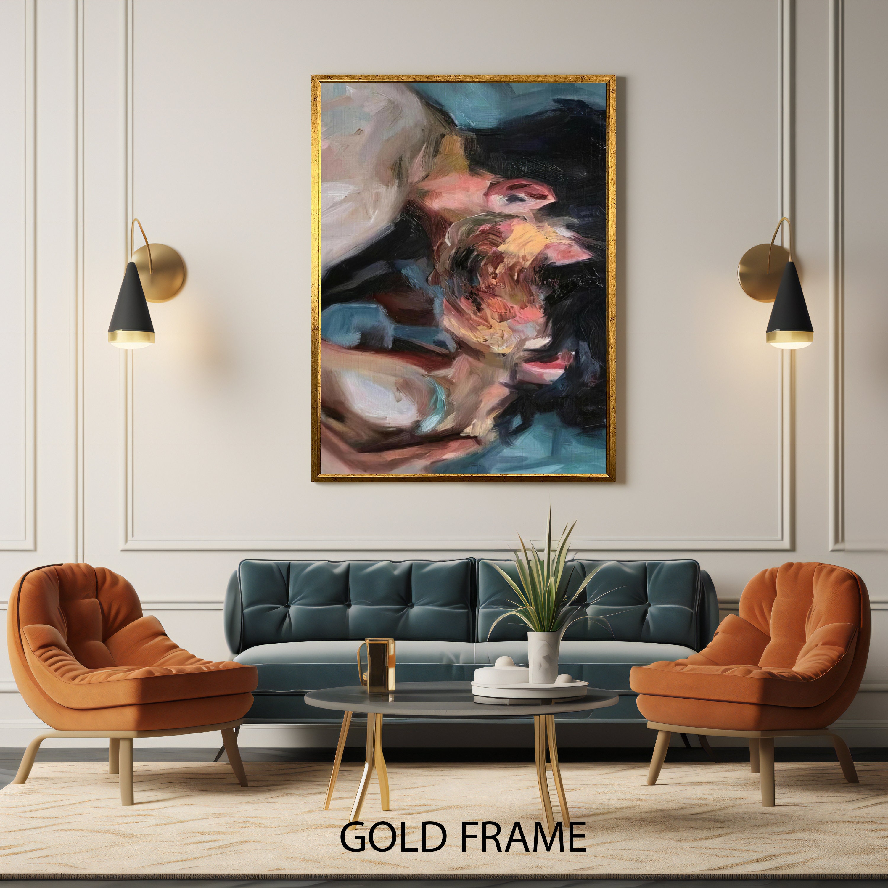 Sensual Couples Paintings Canvas Print, Kissing Lovers Artwork ...