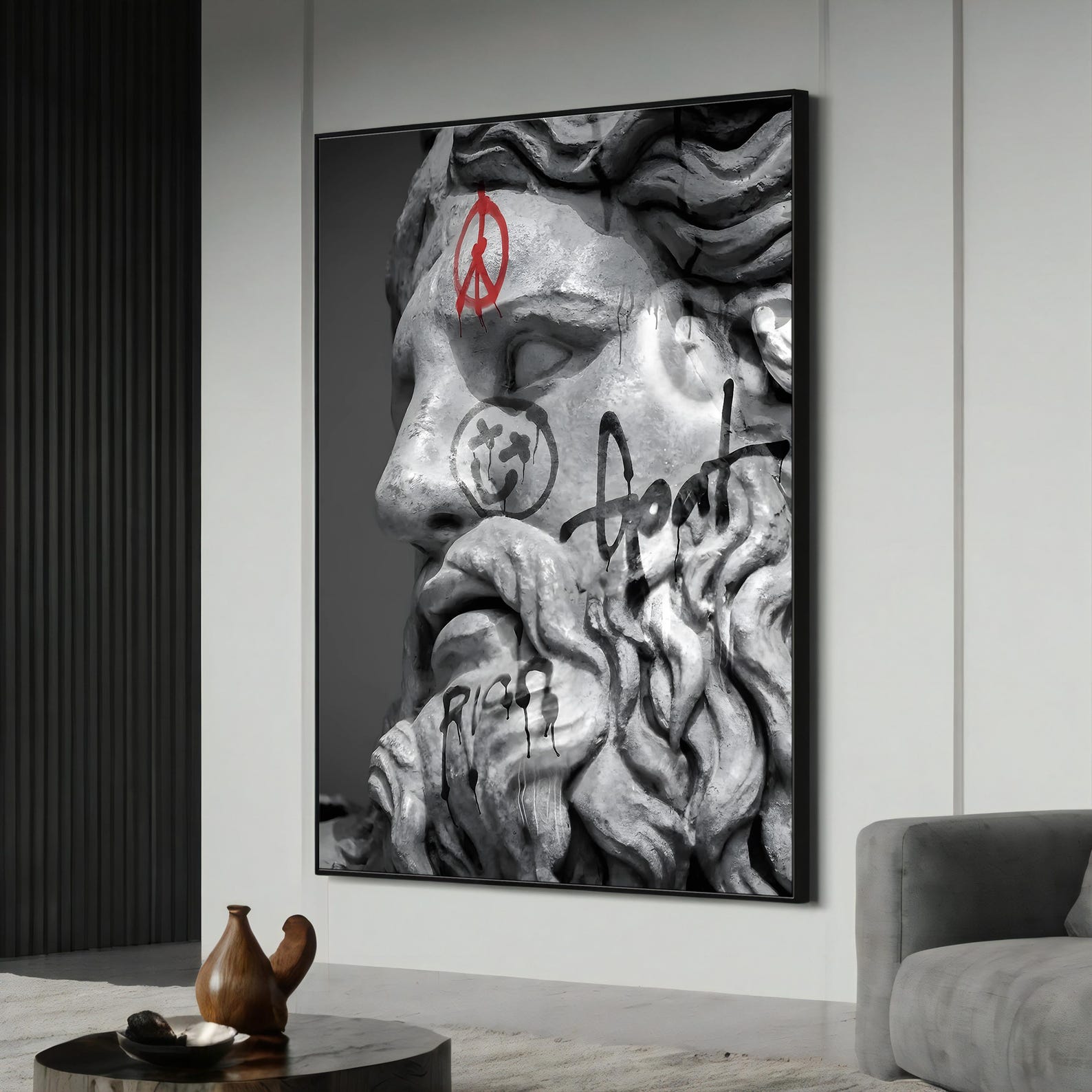 Graffiti-enhanced Classical Sculpture – Striking Zeus-inspired Urban ...