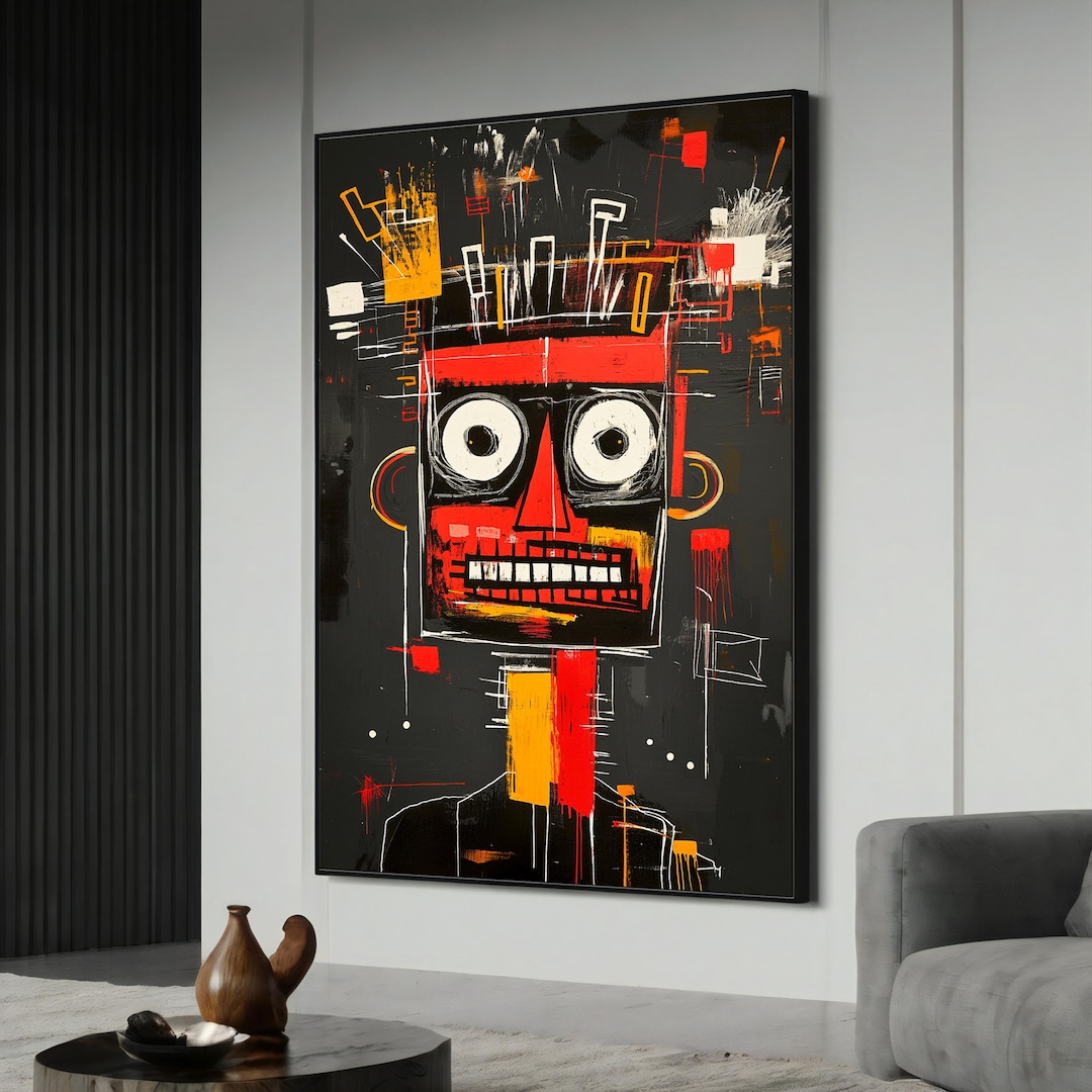 Bold Michel Basquiat Abstract Face Expressive Contemporary Canvas ...