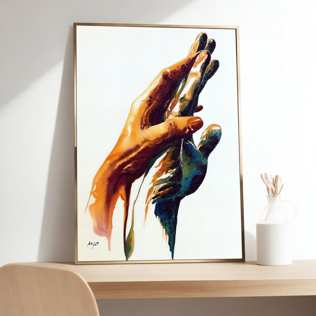 Couple Holding Hands Canvas Print, Romantic Lovers Artwork, Gift for ...