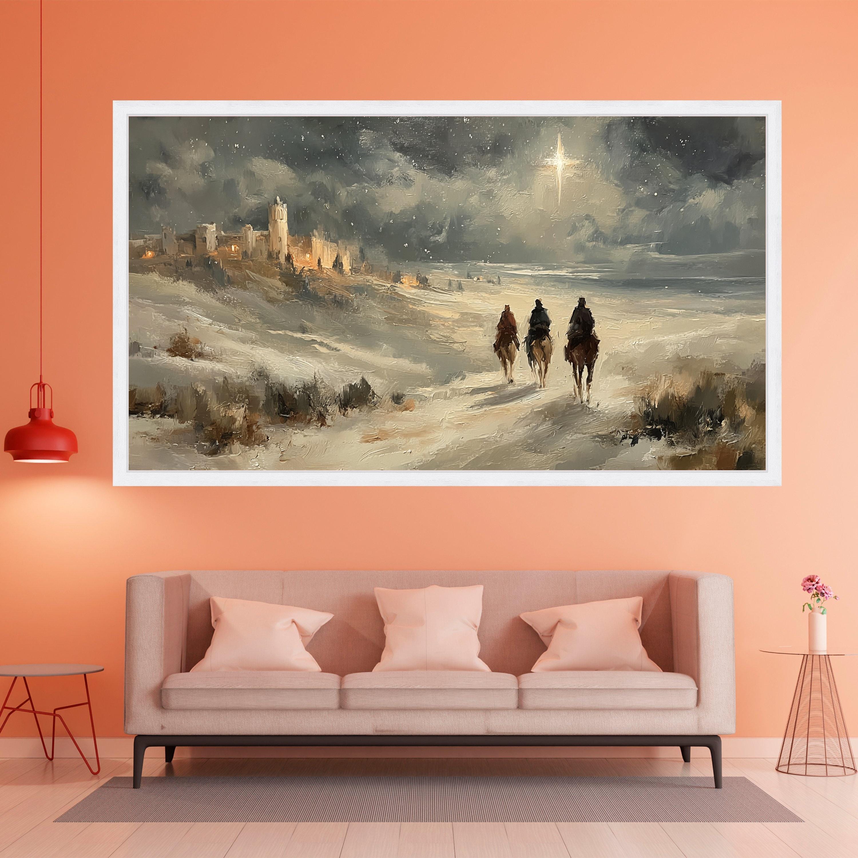 Three Wise Men Journey Canvas, Nativity Christmas Wall Art, Biblical ...