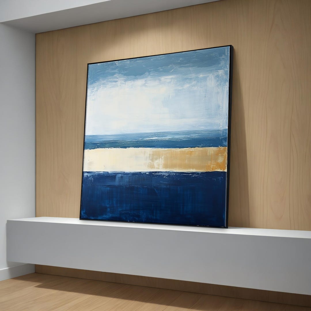 Mark Rothko Blue and Beige Abstract Canvas Painting No 172, Modern ...