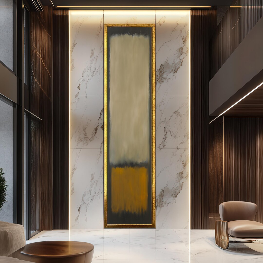 Mark Rothko Beige Gray and Mustard Canvas Painting, Abstract Modern ...