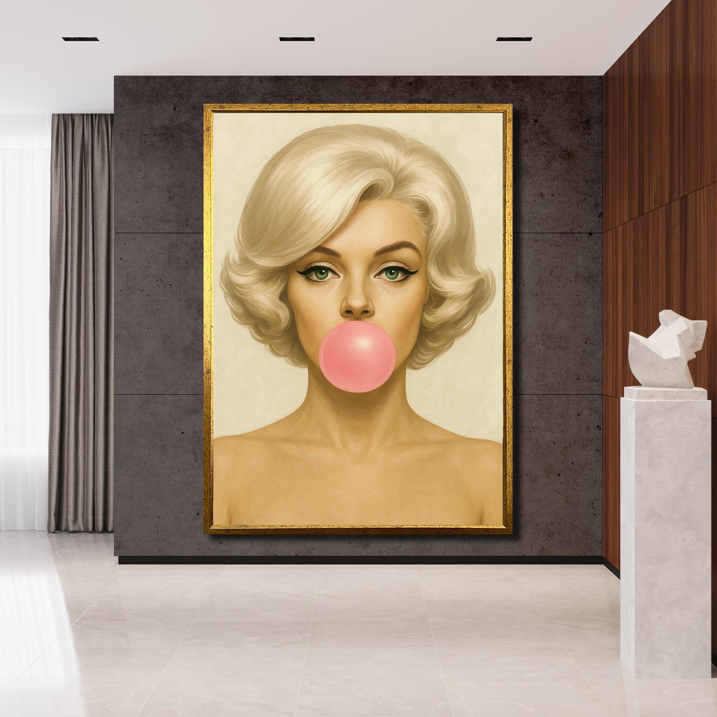 Marilyn Monroe Pop Art Canvas Painting – Retro Bubblegum Portrait, Glam ...