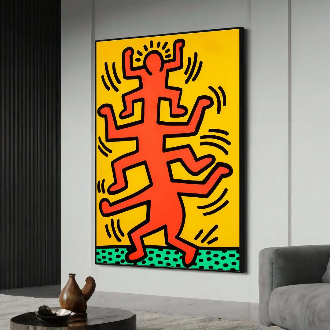 Keith Haring Family Tree Canvas Painting - Vibrant Pop Art Wall Decor ...