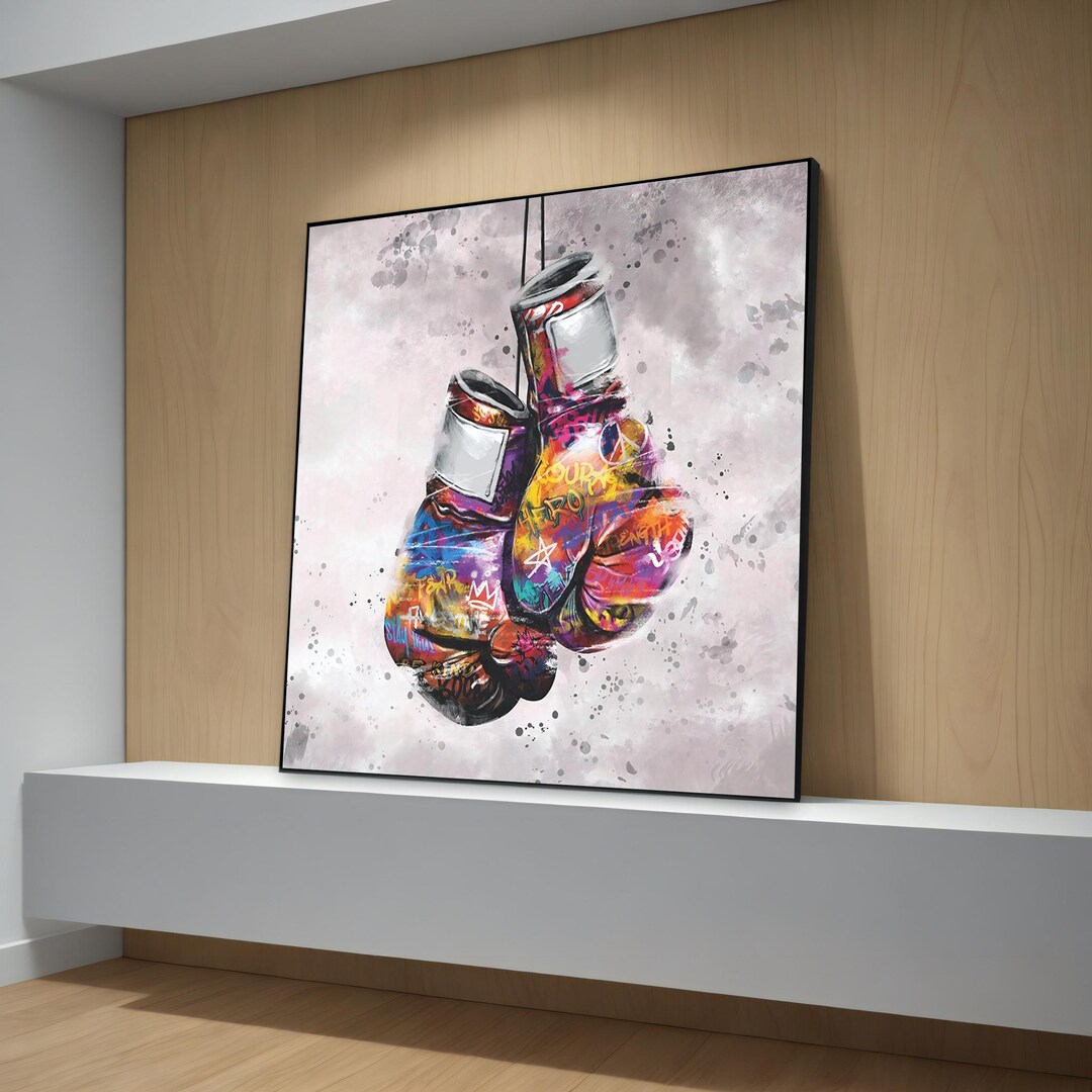 Vibrant Graffiti Boxing Gloves Canvas Painting - Bold Urban Street Art ...