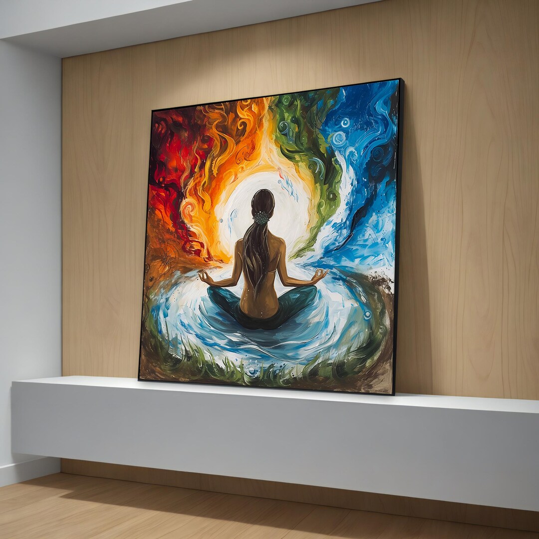 Elemental Meditation Canvas Painting – Spiritual Wall Art Gift ...